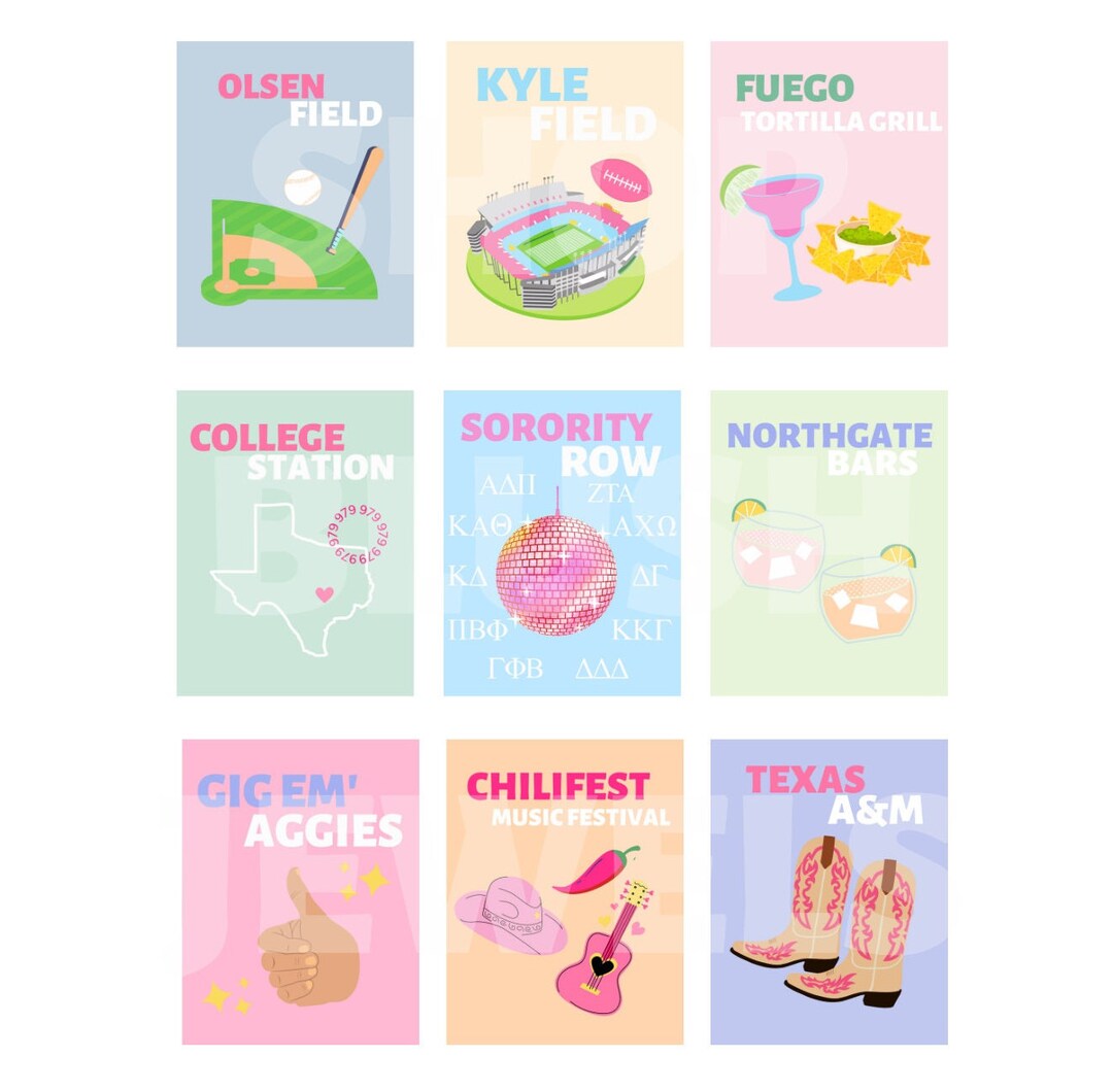 Iconic College Station Spot Prints, Wall Decor A&M, TAMU - Etsy