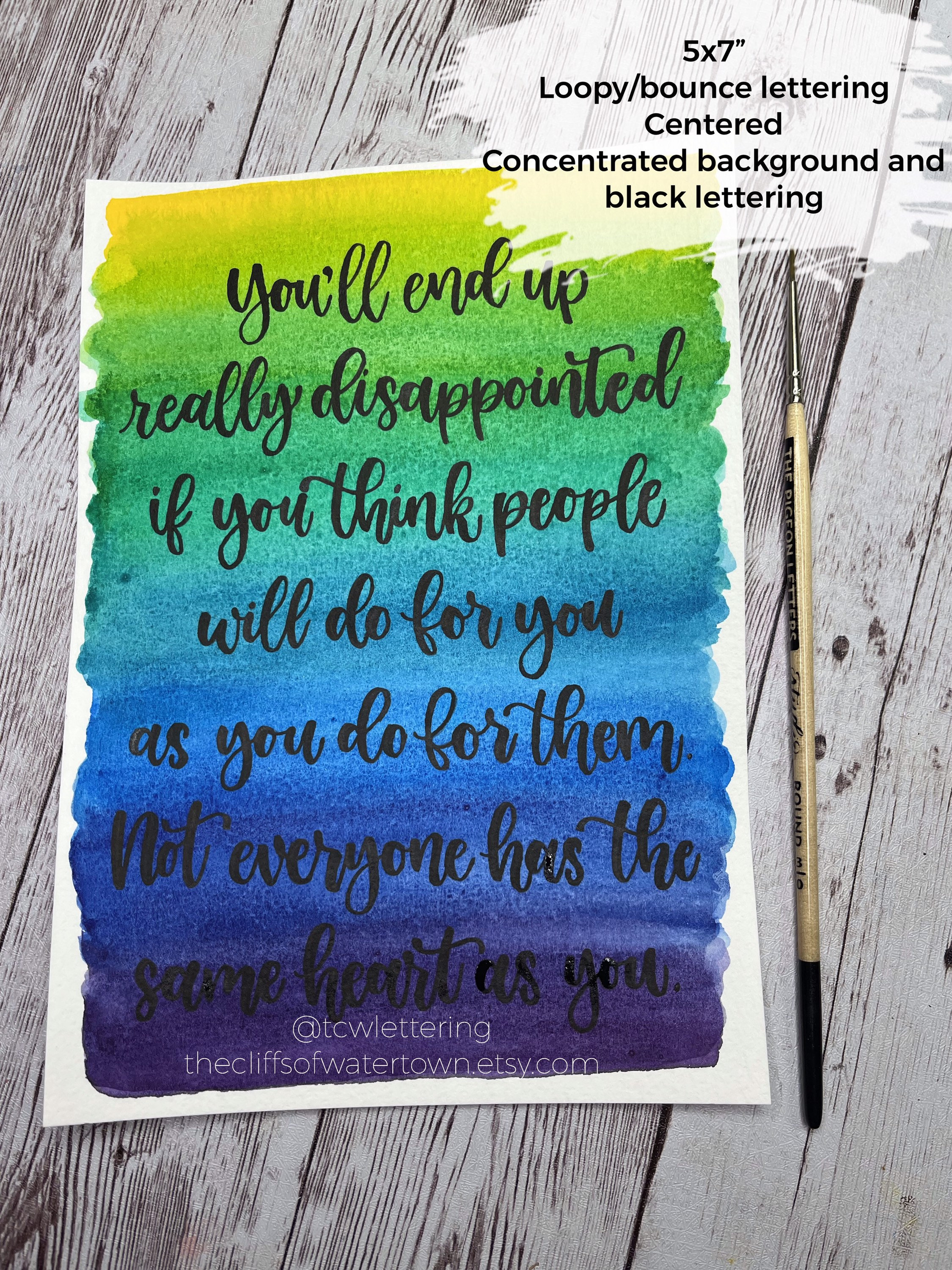 Custom Lettering With Background Watercolor Background - Etsy