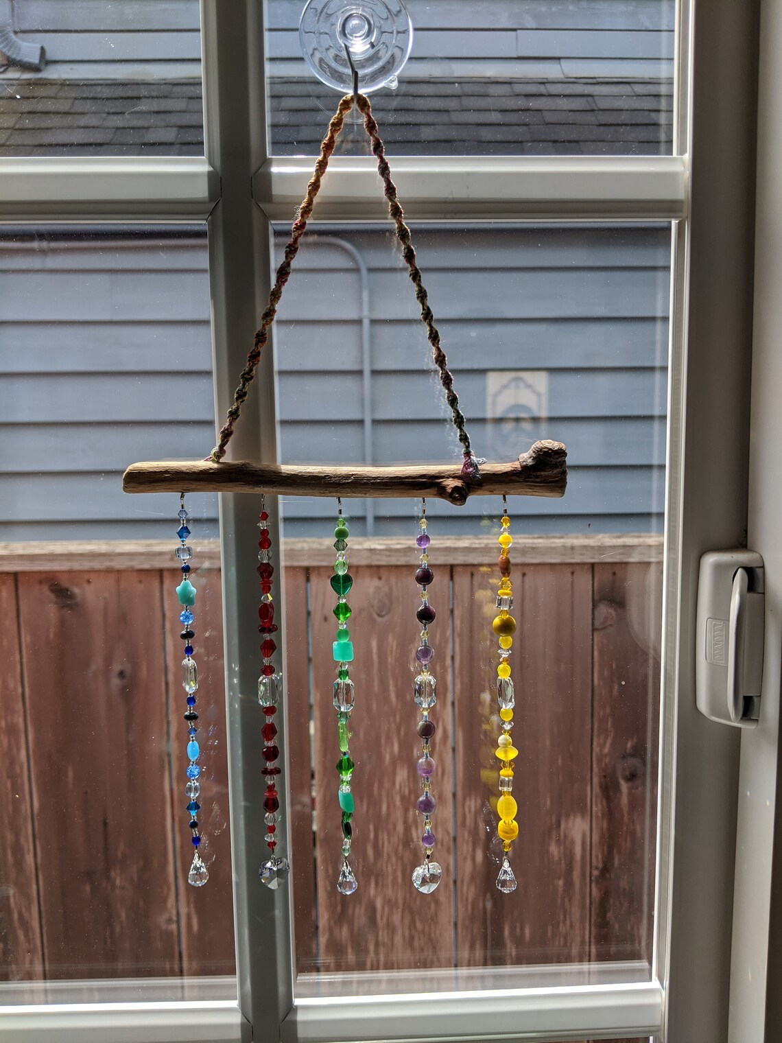 Rainbow crystal driftwood suncatcher 13 long | Etsy