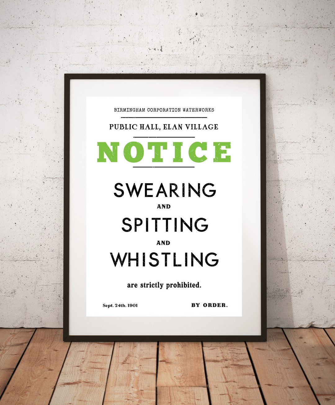 Notice No Spitting, Swearing and Whistling - Vintage Print : A3 Size ...