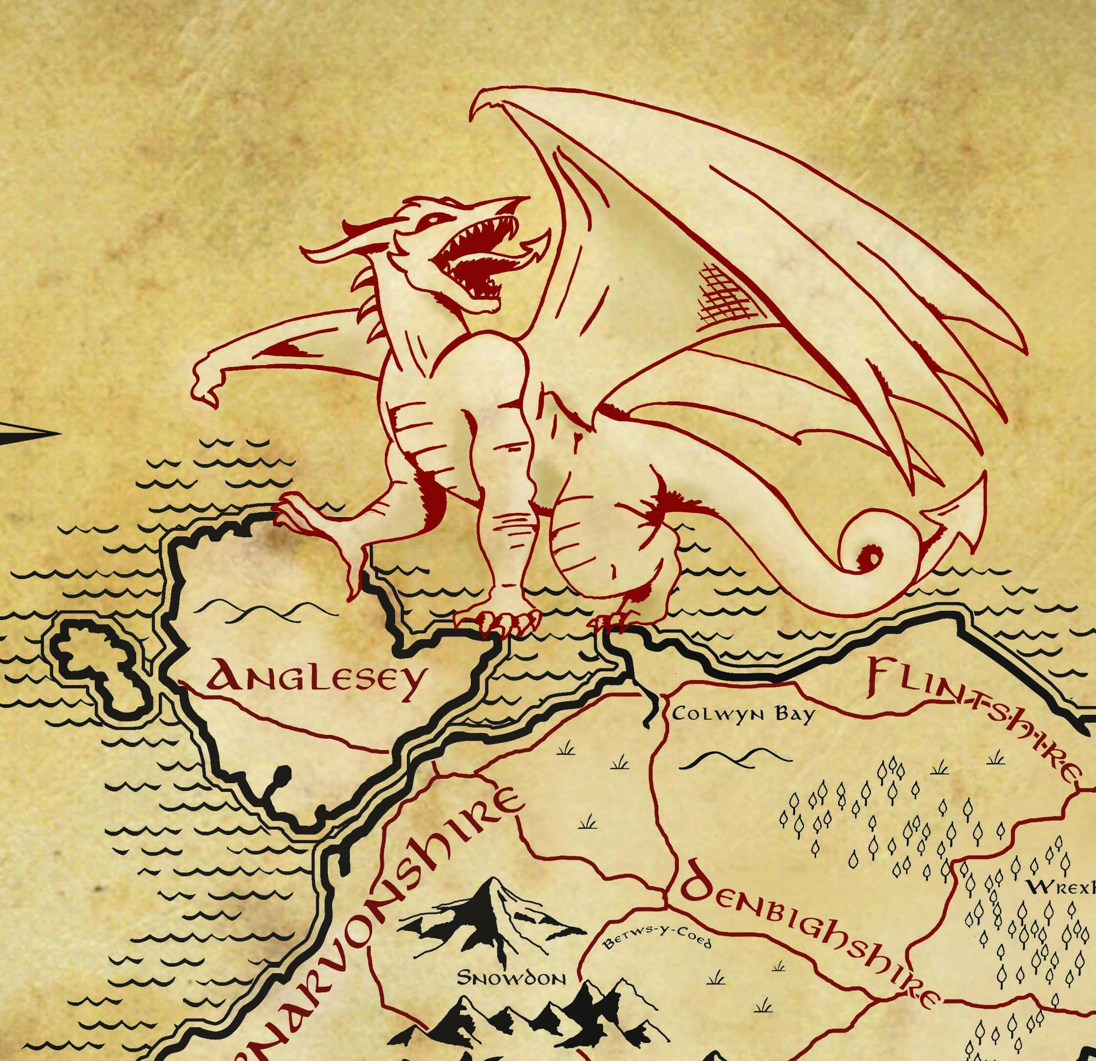 Map of Wales Middle Earth A3 Size - Etsy UK