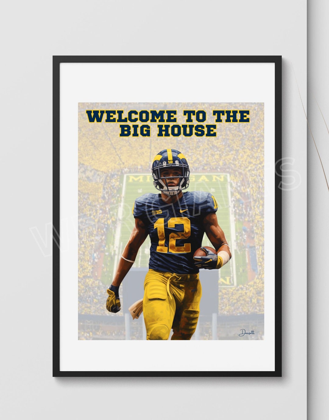 Michigan Wolverines Football Welcome to the Big House Watercolor Wall ...