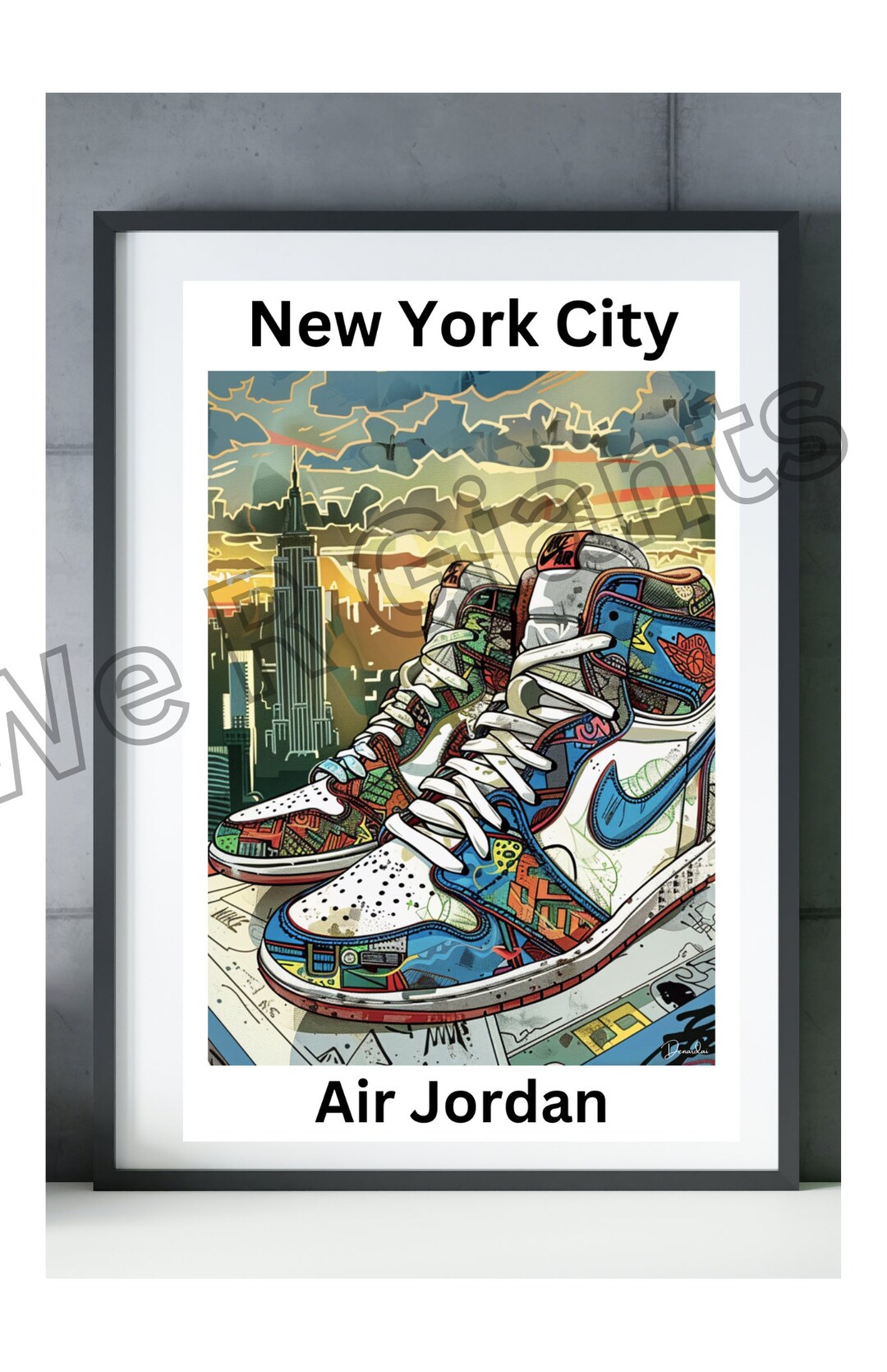 Sneaker Art Air Jordan Sneaker Poster City Series NYC 11X17 Signed by ...