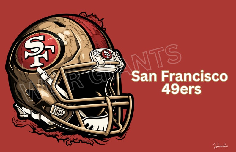 San Francisco 49ers Poster 17x11 49ers Helmet Wall Art NFL Team 49ers ...
