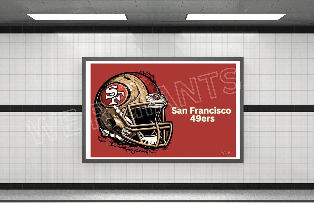 San Francisco 49ers Poster 17x11 49ers Helmet Wall Art NFL Team 49ers ...