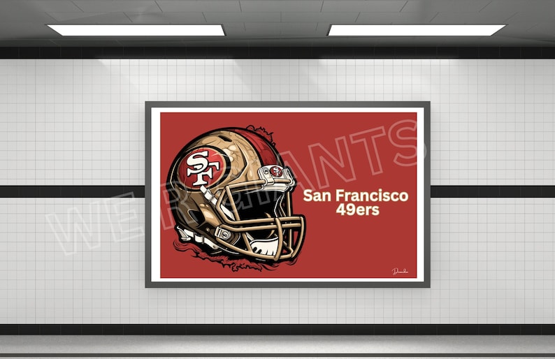 San Francisco 49ers Poster 17x11 49ers Helmet Wall Art NFL Team 49ers ...