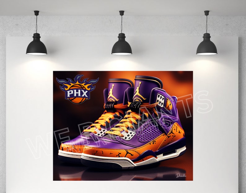 Phoenix Suns Poster Sneaker Art Wall Decor, 14x11 Prints Great Gift for ...