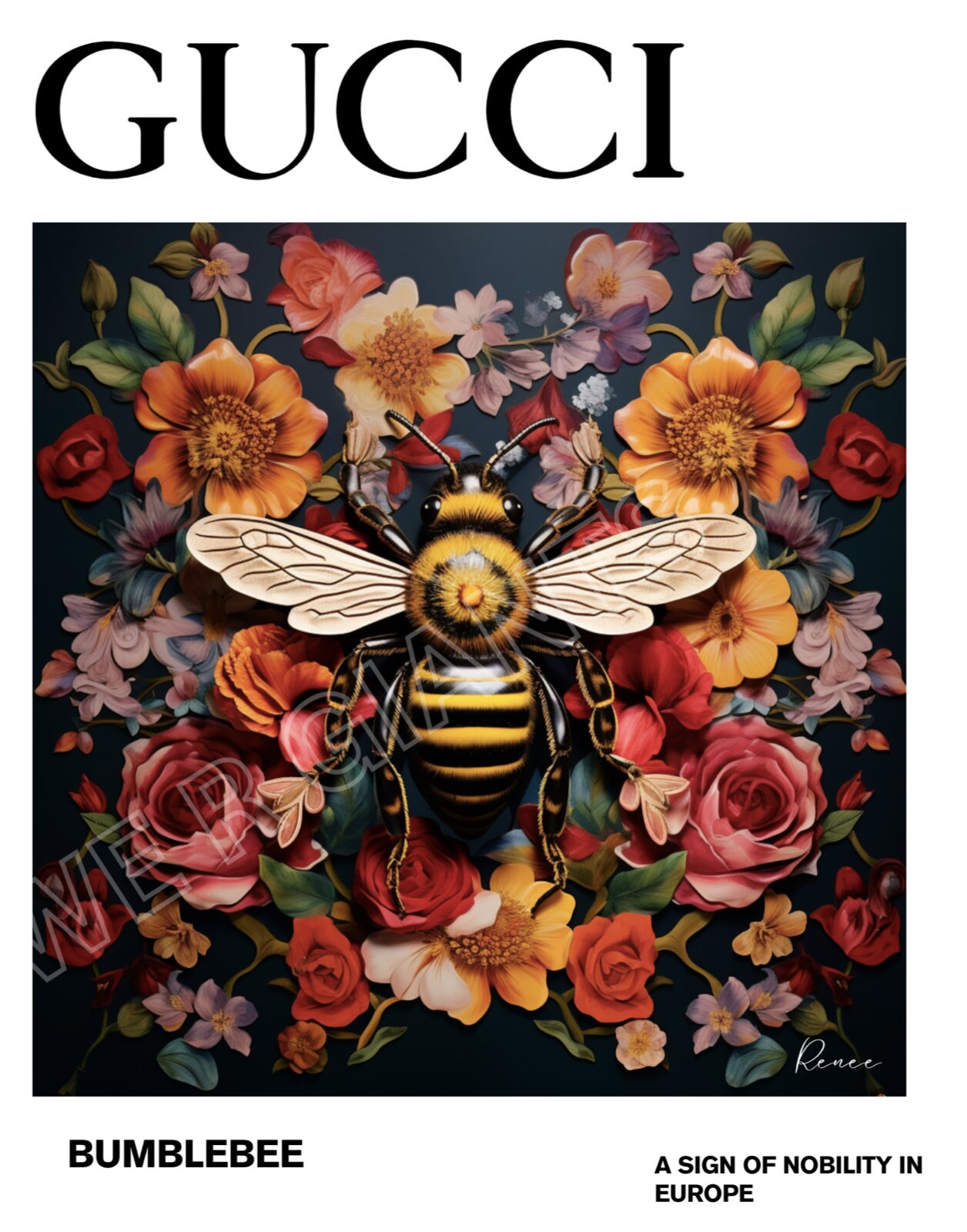 Gucci Bumblebee Print 11x14 Wall Art Wall Decor Gucci Art - Etsy