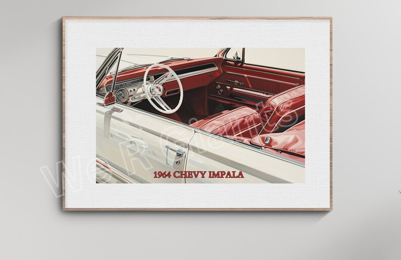 1964 CHEVY IMPALA CONVERTIBLE Poster 17x11 Print Classic Car Wall Decor ...