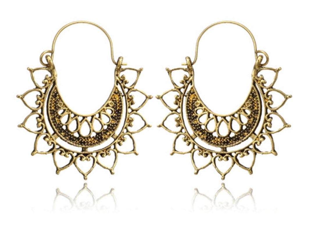 Heart-shaped Bohemian Earrings, Boho Chic Style Buckle, Golden Hoops ...