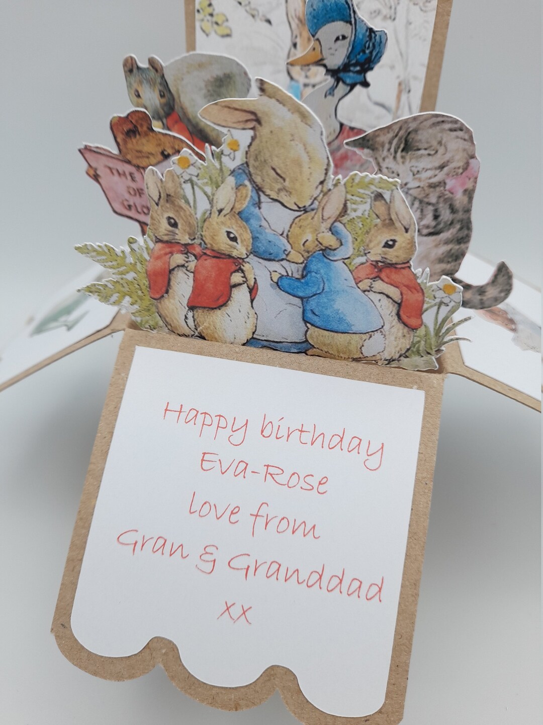 Personalised Peter Rabbit Birthday Card, Christening Pop up Card, Any ...