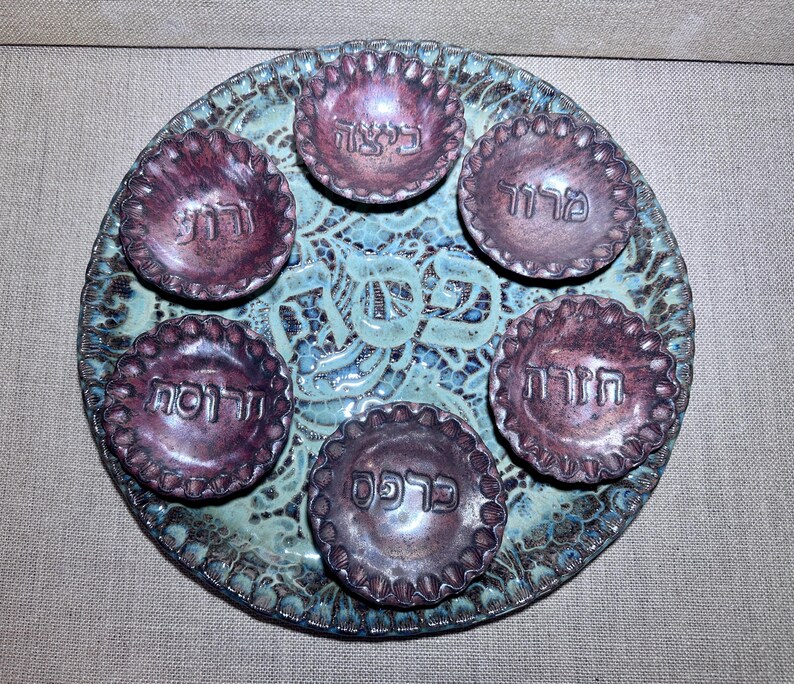 Handmade Large 13” Passover Seder Plate. Ceramic Seder Plate. Passover ...