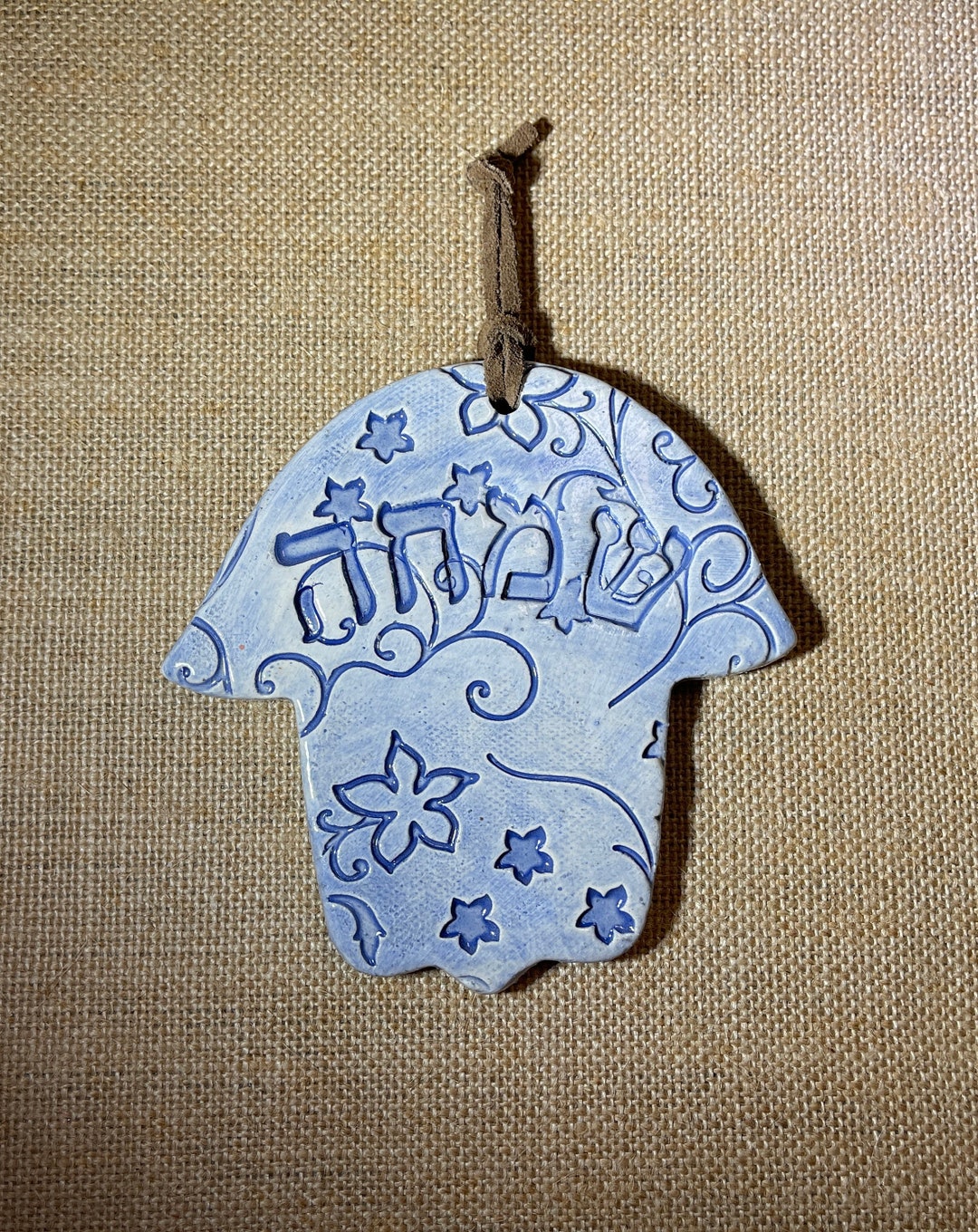 Handmade Ceramic Hamsa With the Word Simcha (happiness). Simcha Hamsa ...