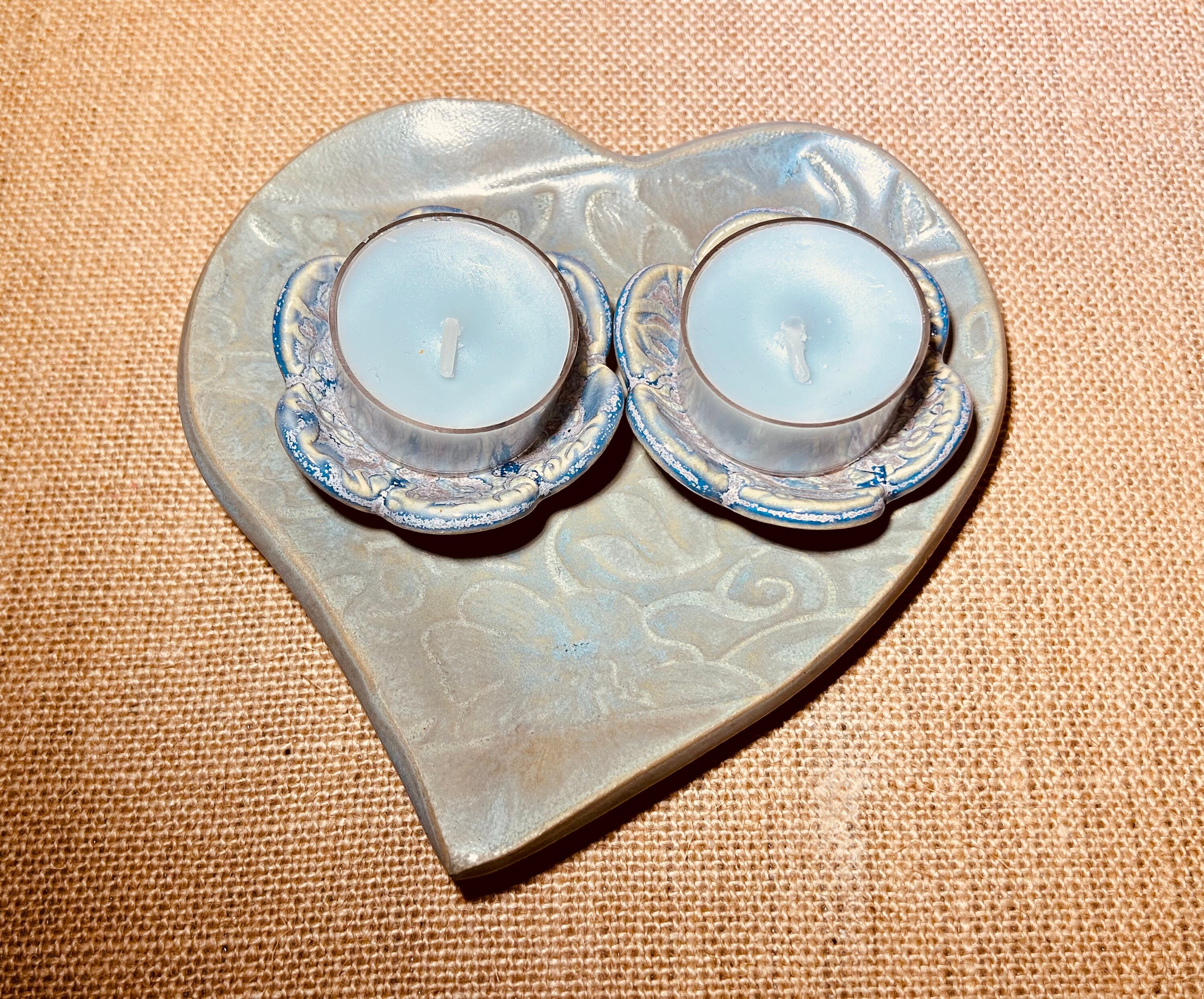 Ceramic Heart Art. Heart Shape Tea Light Candle Holders Set. Sabbath ...