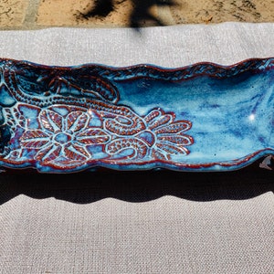 Handmade Textured Ceramic Tray. Ceramic Lace Deep Long Dish - Etsy