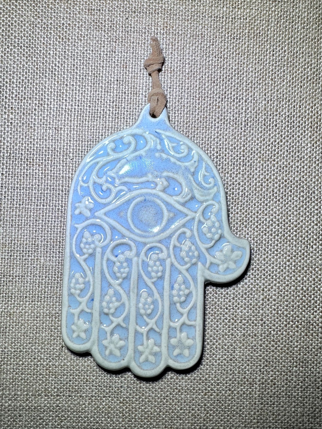 Handmade Ceramic Hamsa Wall Decor. Pottery Hamsa With Fish and Eye ...