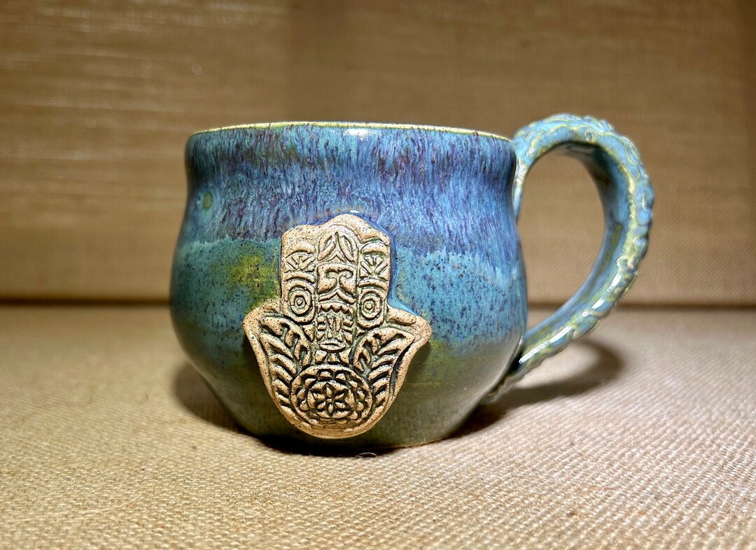 Handmade Ceramic Coffee Cup With a Hamsa. Hamsa Gifts. Hamsa - Etsy