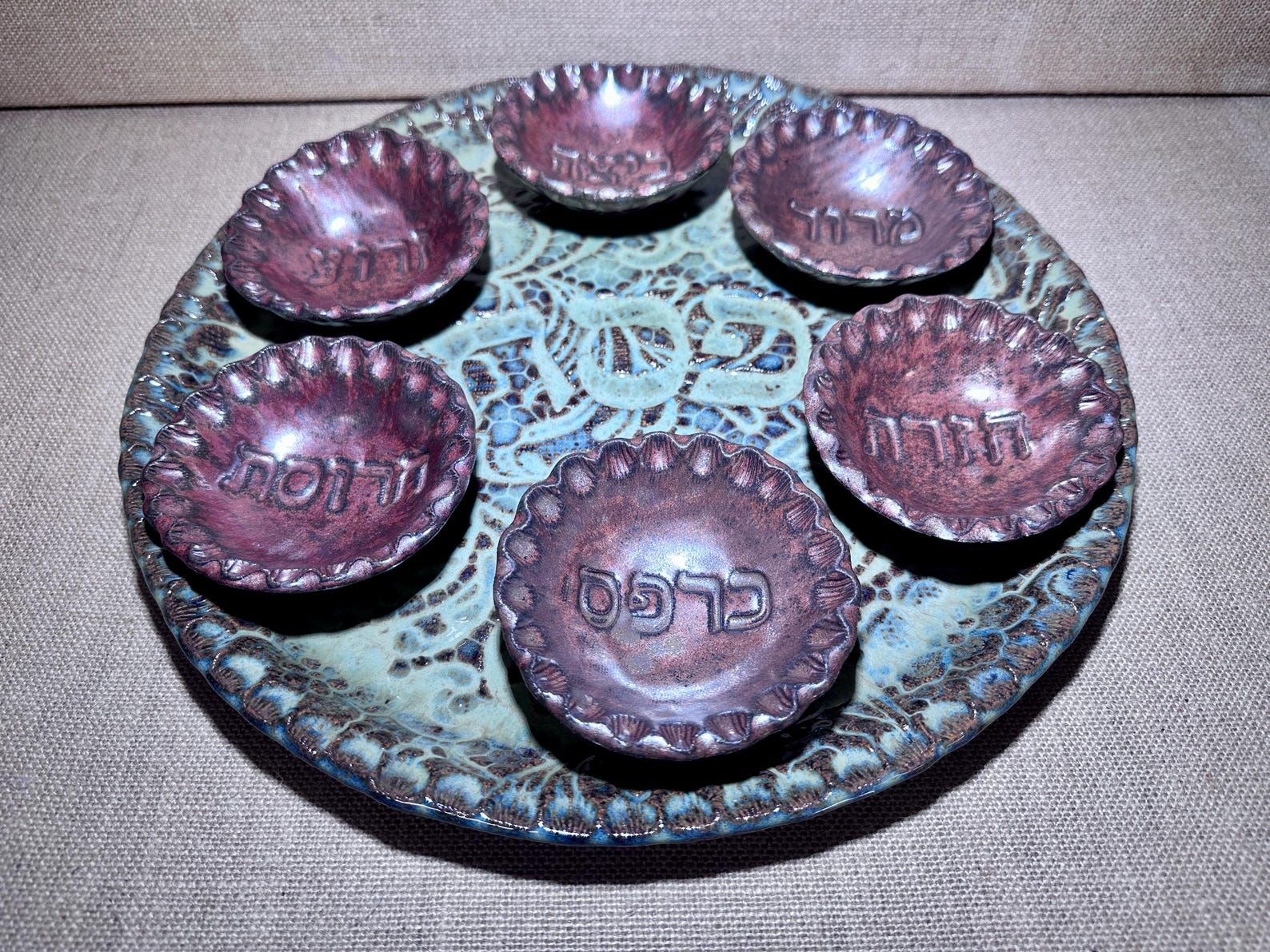 Handmade Large 13” Passover Seder Plate. Ceramic Seder Plate. Passover ...