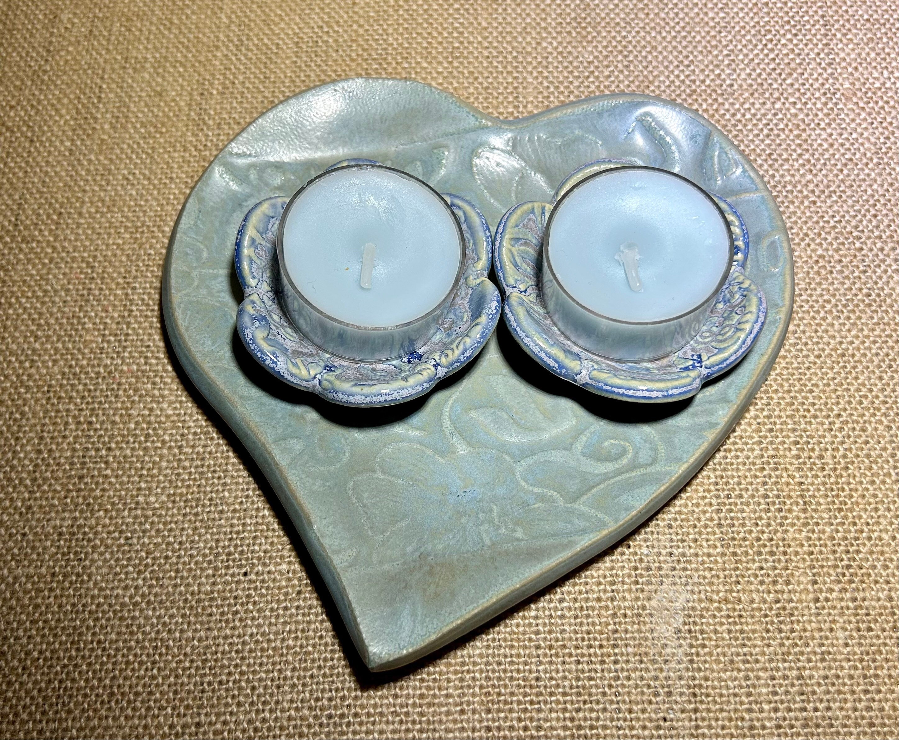 Ceramic Heart Art. Heart Shape Tea Light Candle Holders Set. - Etsy
