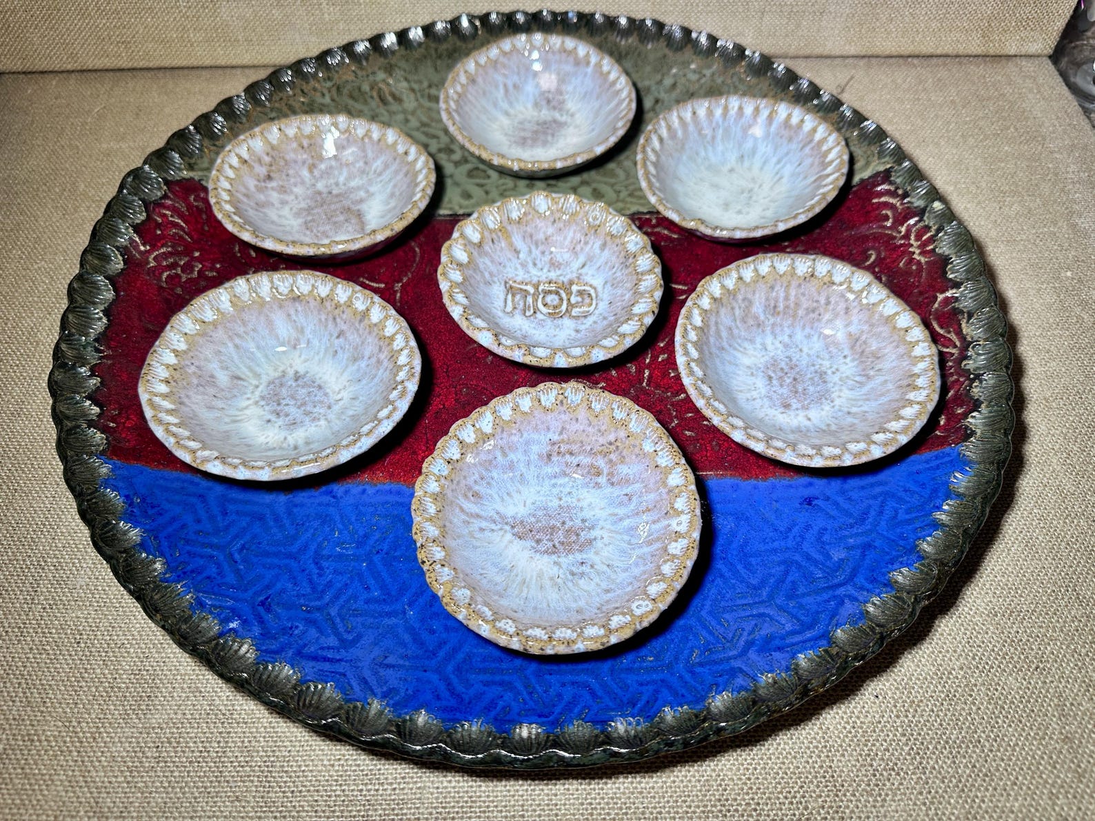 Extra Large Handmade Passover Seder Plate. Ceramic Seder Plate ...