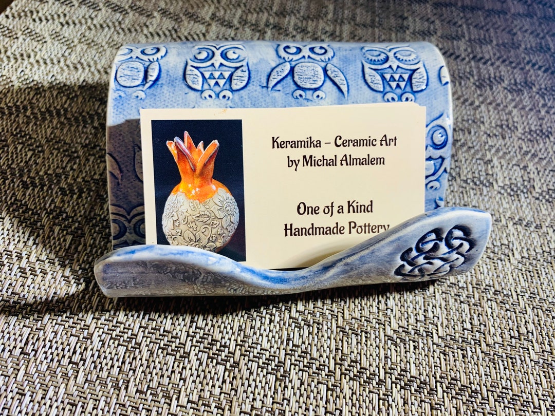 Ceramic Business Card Holder. Recipe Card Holder. Owls Business Card ...