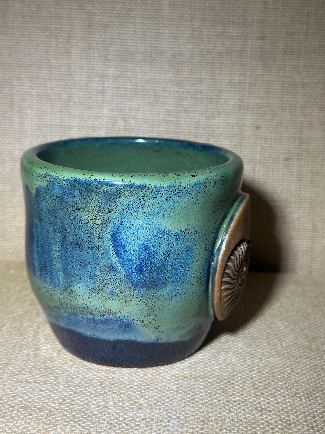 Handmade Ceramic Cup With a Fossil Shape Decor. Multipurpose Pottery ...