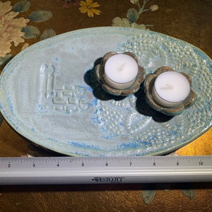 Shabbat Candlesticks. Ceramic Shabbat Tray. Blue Pottery Shabbat ...