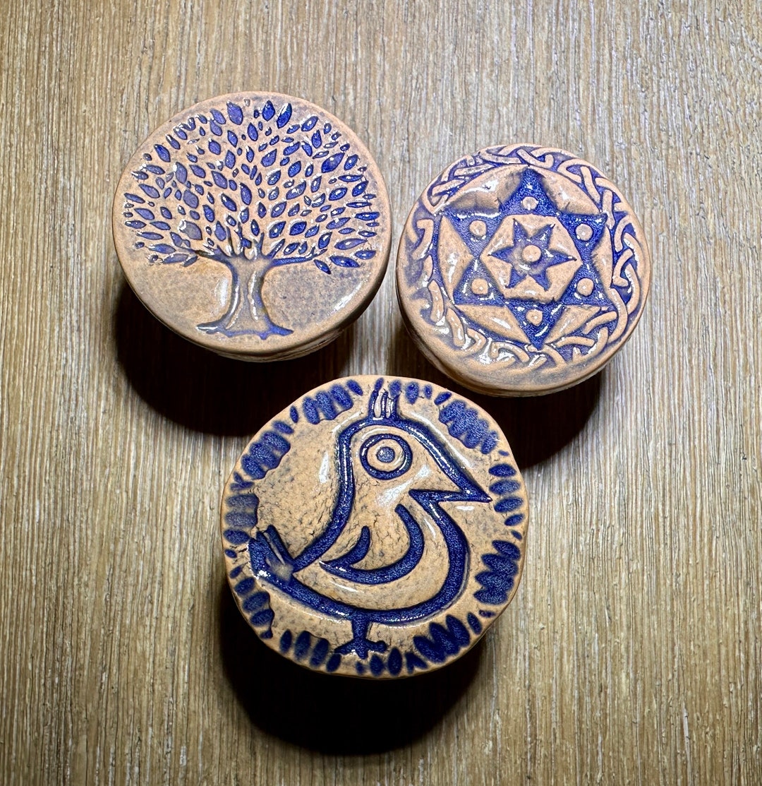 Three Handmade Ceramic Wine Stoppers. Bird, Star, and Tree of Life Wine ...