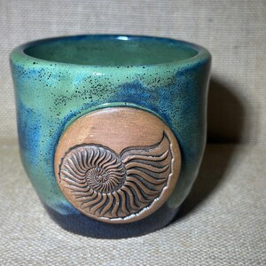 Handmade Ceramic Cup With a Fossil Shape Decor. Multipurpose Pottery ...