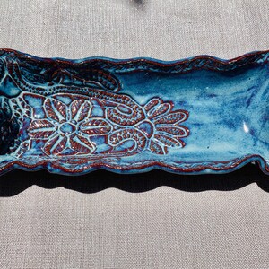 Handmade Textured Ceramic Tray. Ceramic Lace Deep Long Dish - Etsy