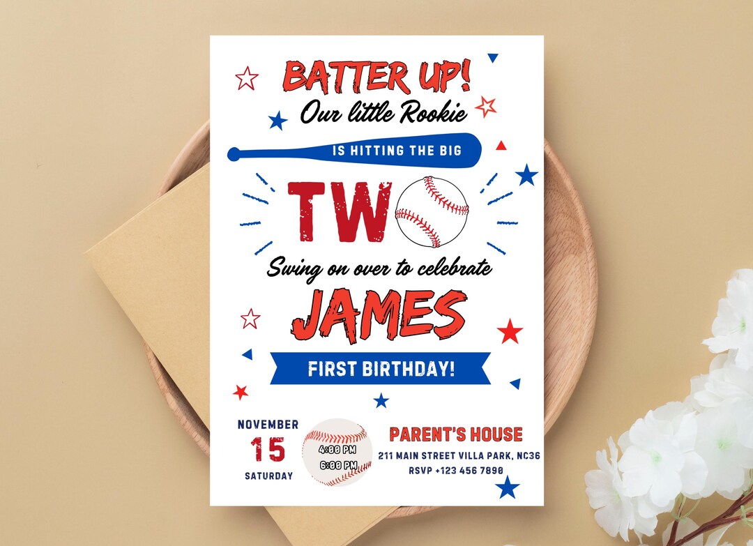Editable Baseball Invitation, Baseball Birthday Party Invitation ...