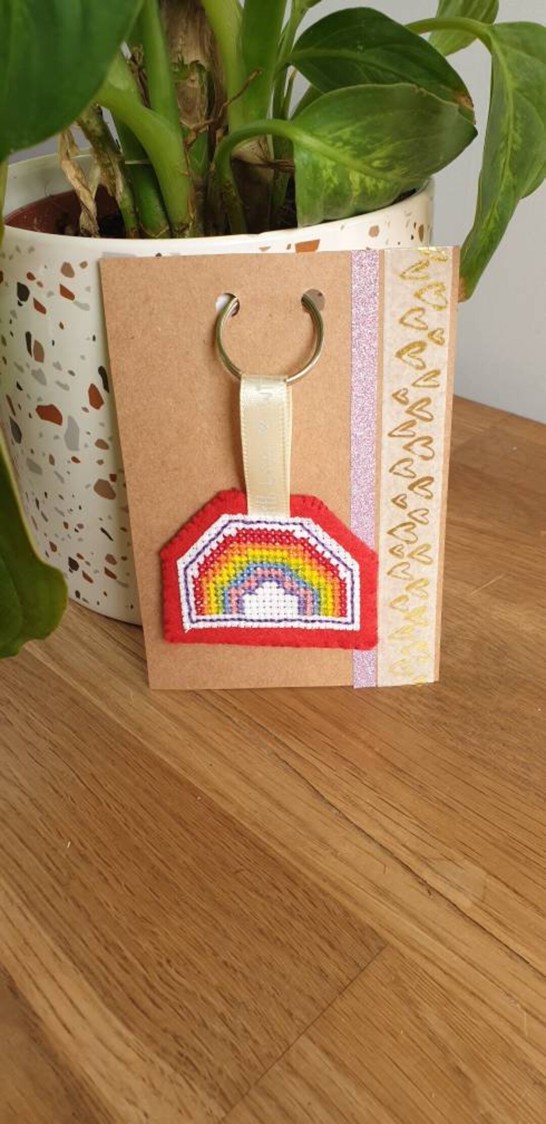 Cross Stitched Rainbow Key Fob - Etsy