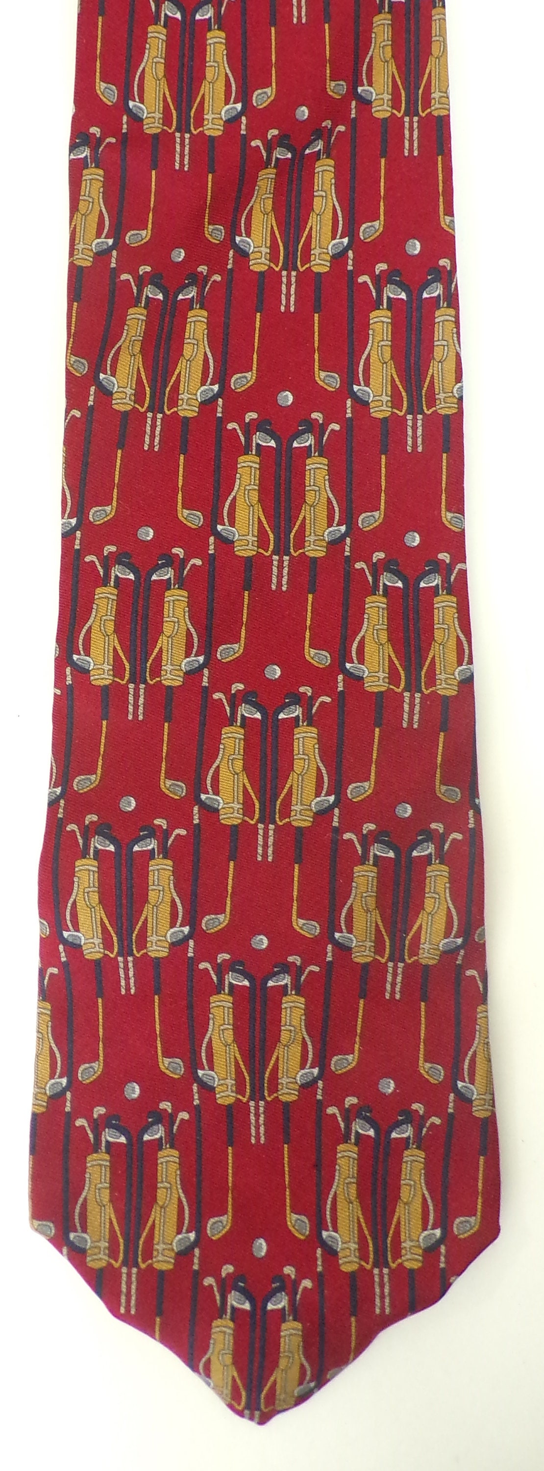 Vintage Mens Golf Clubs Tie, 90s Red Golf Tie, Golf Lover, Golf Clubs ...