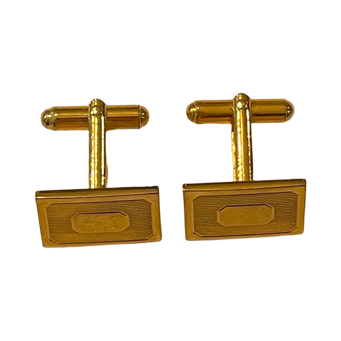 Vintage Gold Rectangle Cufflinks, Fancy Gold Whale Back Cufflinks ...