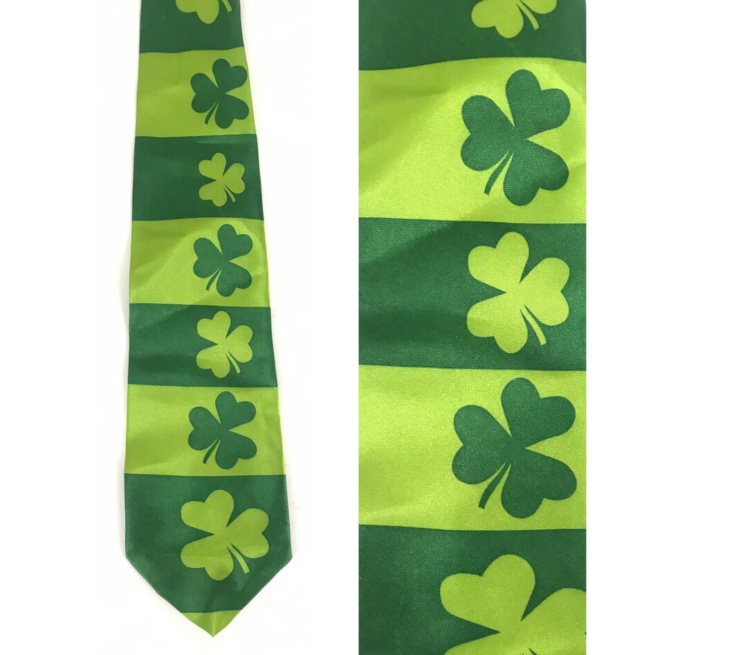 Vintage Mens Clover Tie, Three Leaf Clover Striped Tie, St Patricks Day ...