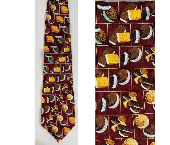 Vintage Ice Cream Sandwich Tie, 90s Chocolate Vanilla… - Gem