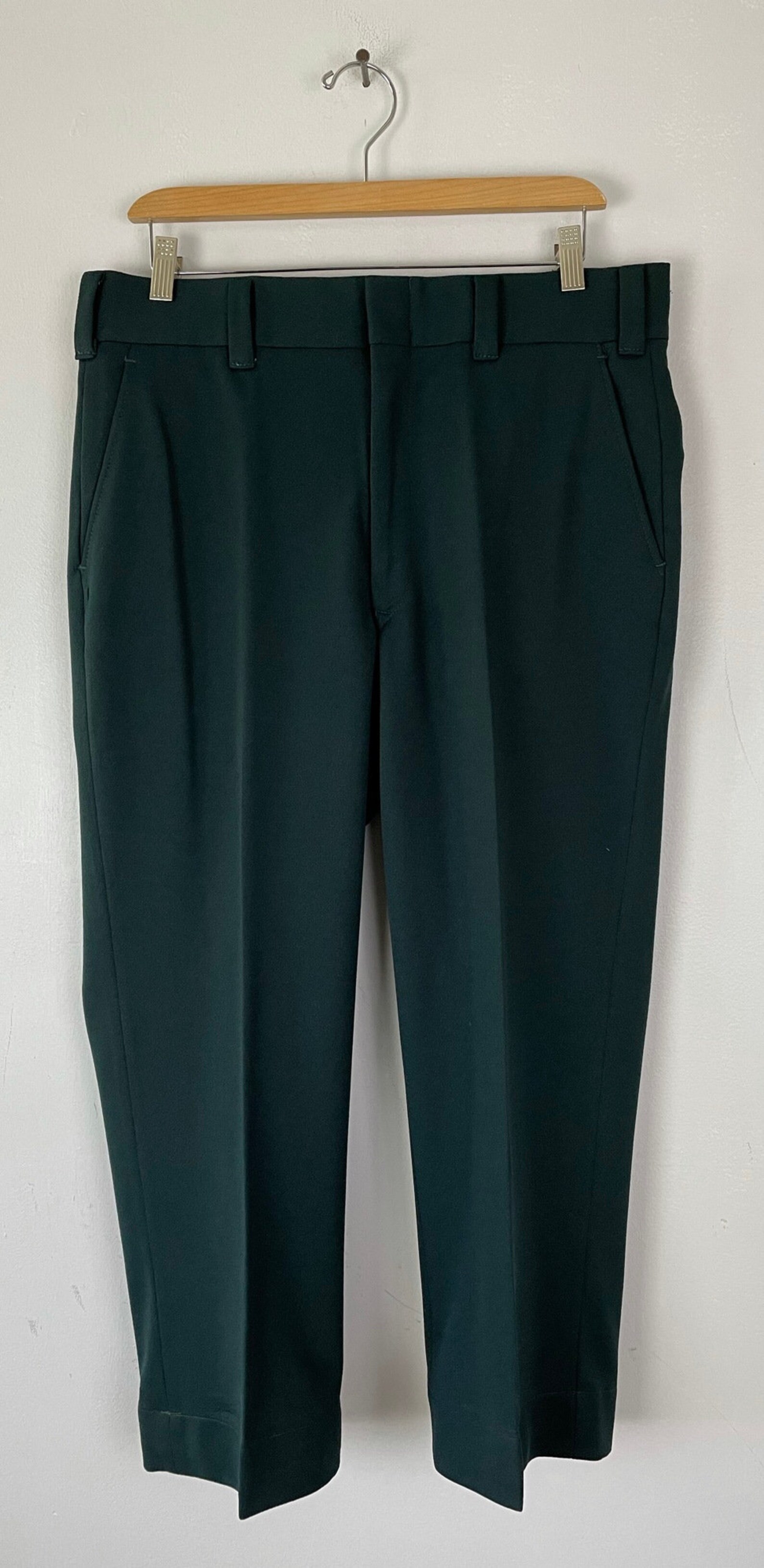 Vintage Dark Green Cropped Pants Mens Size 36 Waist, 1970s Handmade ...