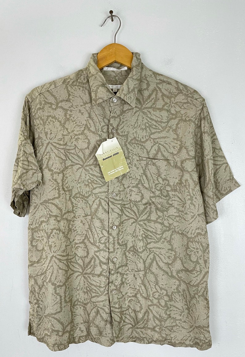 Vintage Perry Ellis Beige Floral Shirt Mens Medium/large, New Old Stock ...