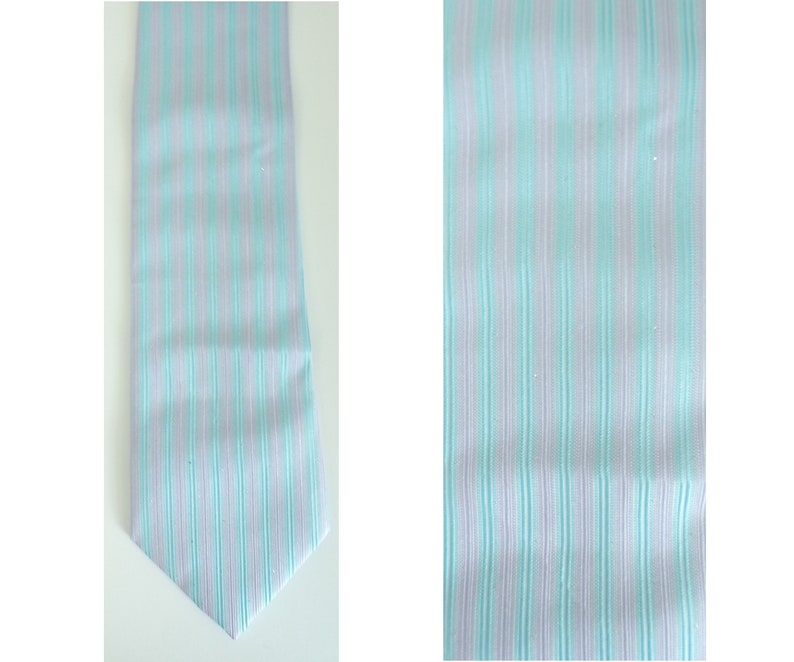 80s Light Blue & Purple Sparkly Vertical Striped Tie Retro - Etsy