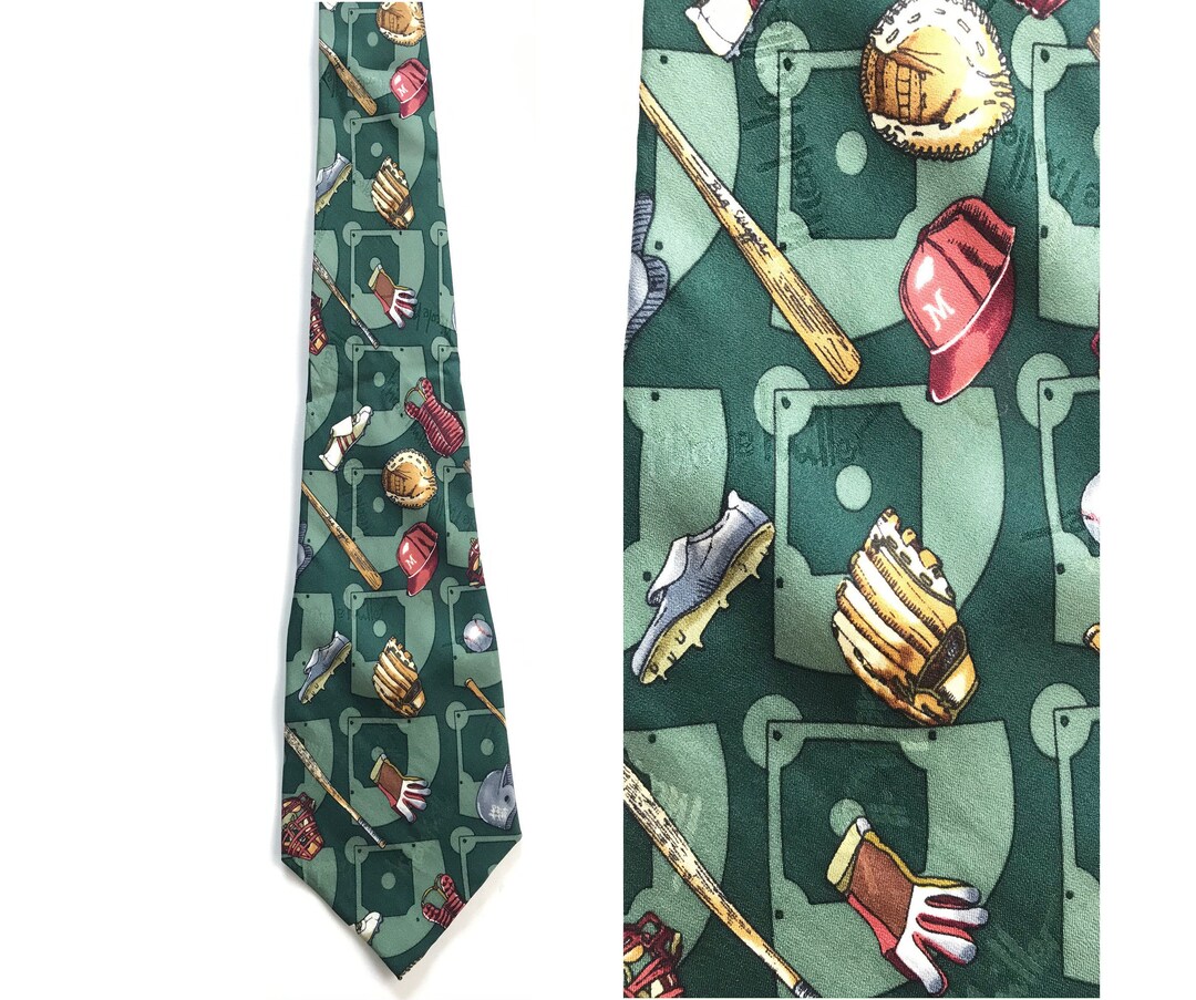 Vintage Baseball Tie, 1996 Nicole Miller Tie, Vintage Sports Tie ...