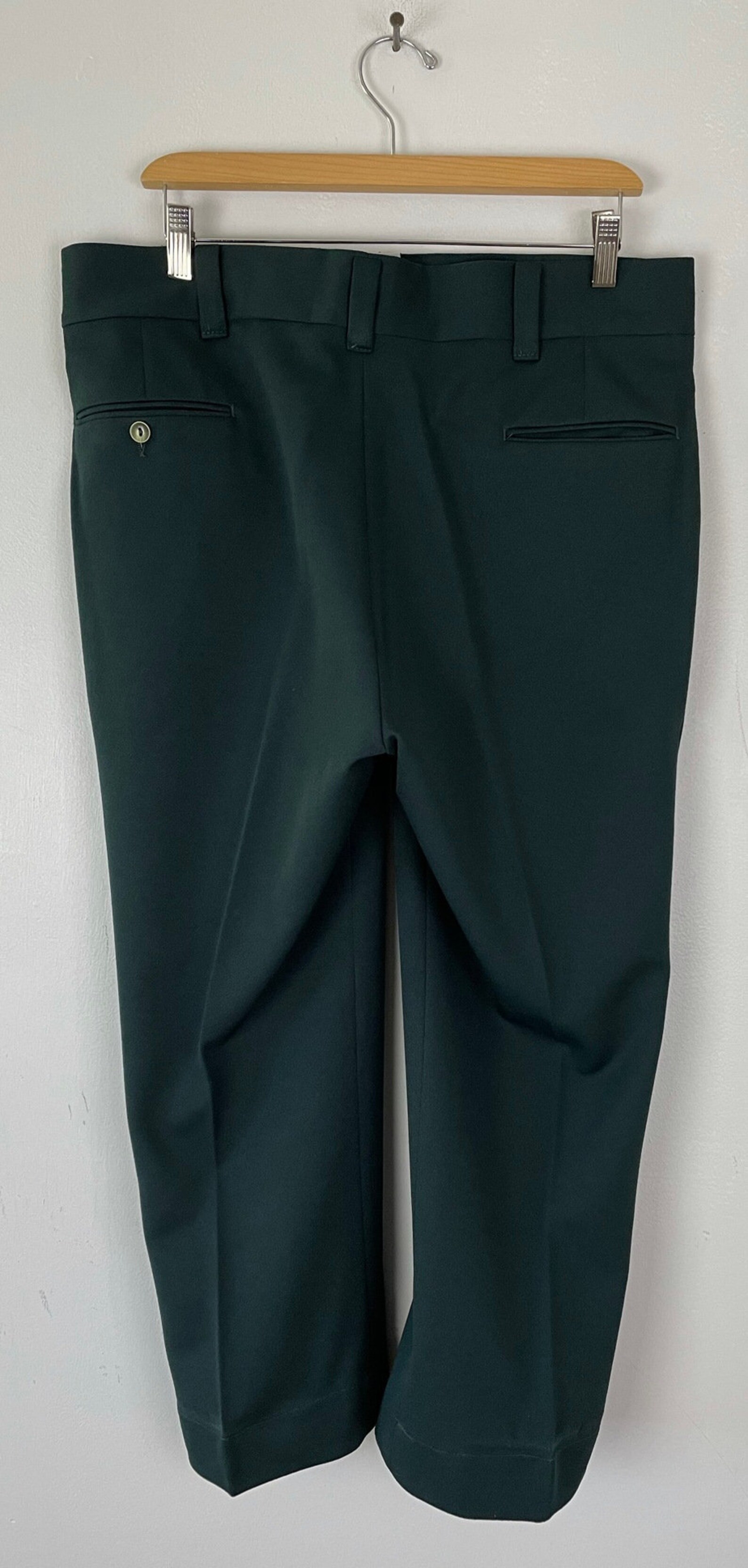 Vintage Dark Green Cropped Pants Mens Size 36 Waist, 1970s Handmade ...
