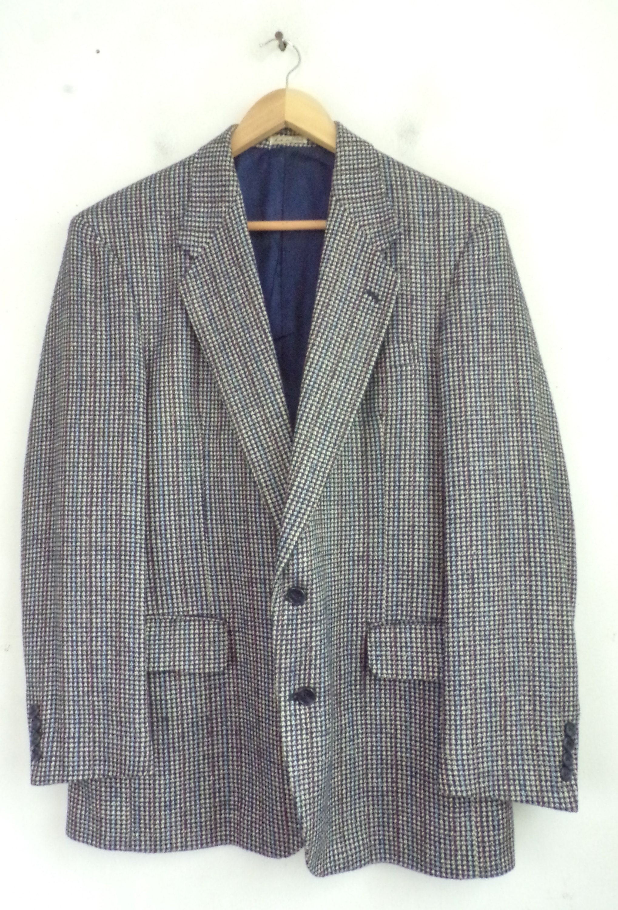 Vintage Mens Check Sport Coat, Blue & White Mens Size 42, Preppy ...