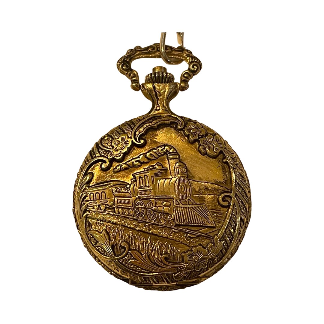 Vintage Gold Train Pocket Watch, Antique Geneva Antimagnetic Gold ...