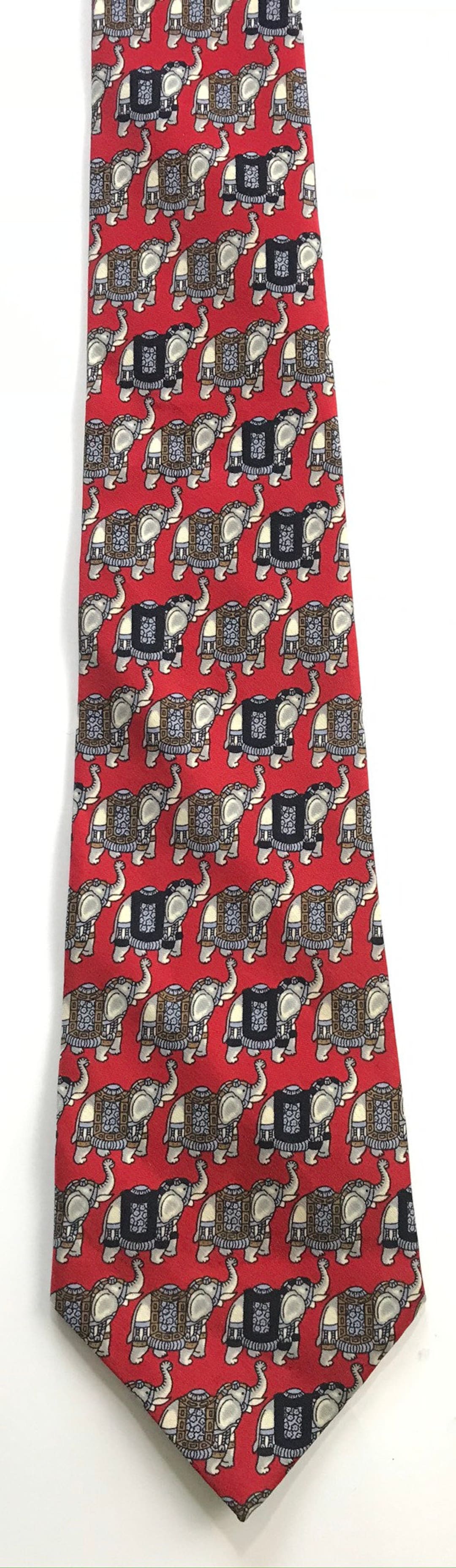 Vintage Elephant Tie, Decorative Handmade Elephant Tie, Elephant Print ...