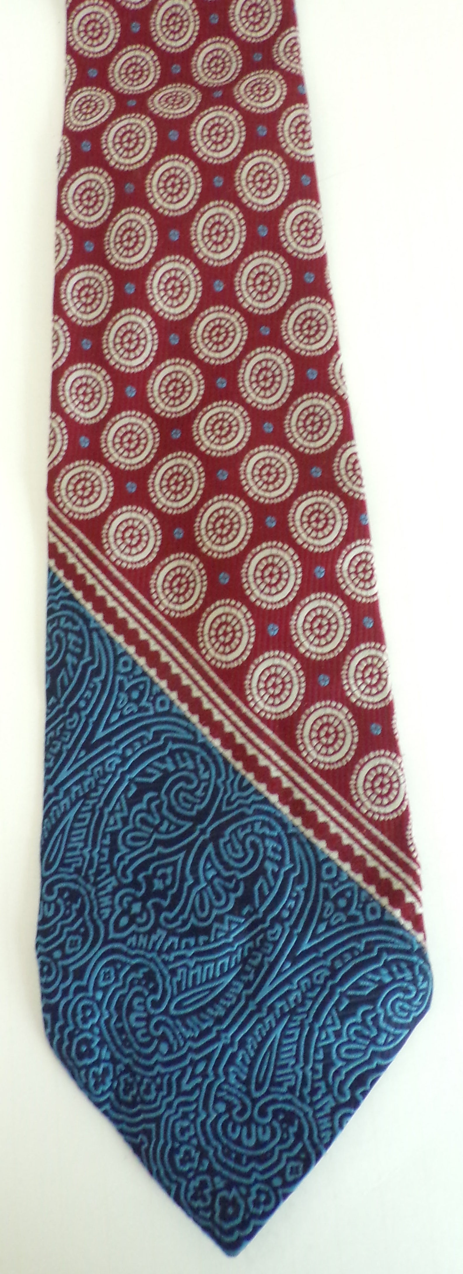 70s Red & Blue Abstract Print Wide Tie, Red Blue Print Tie, 70s Wide ...