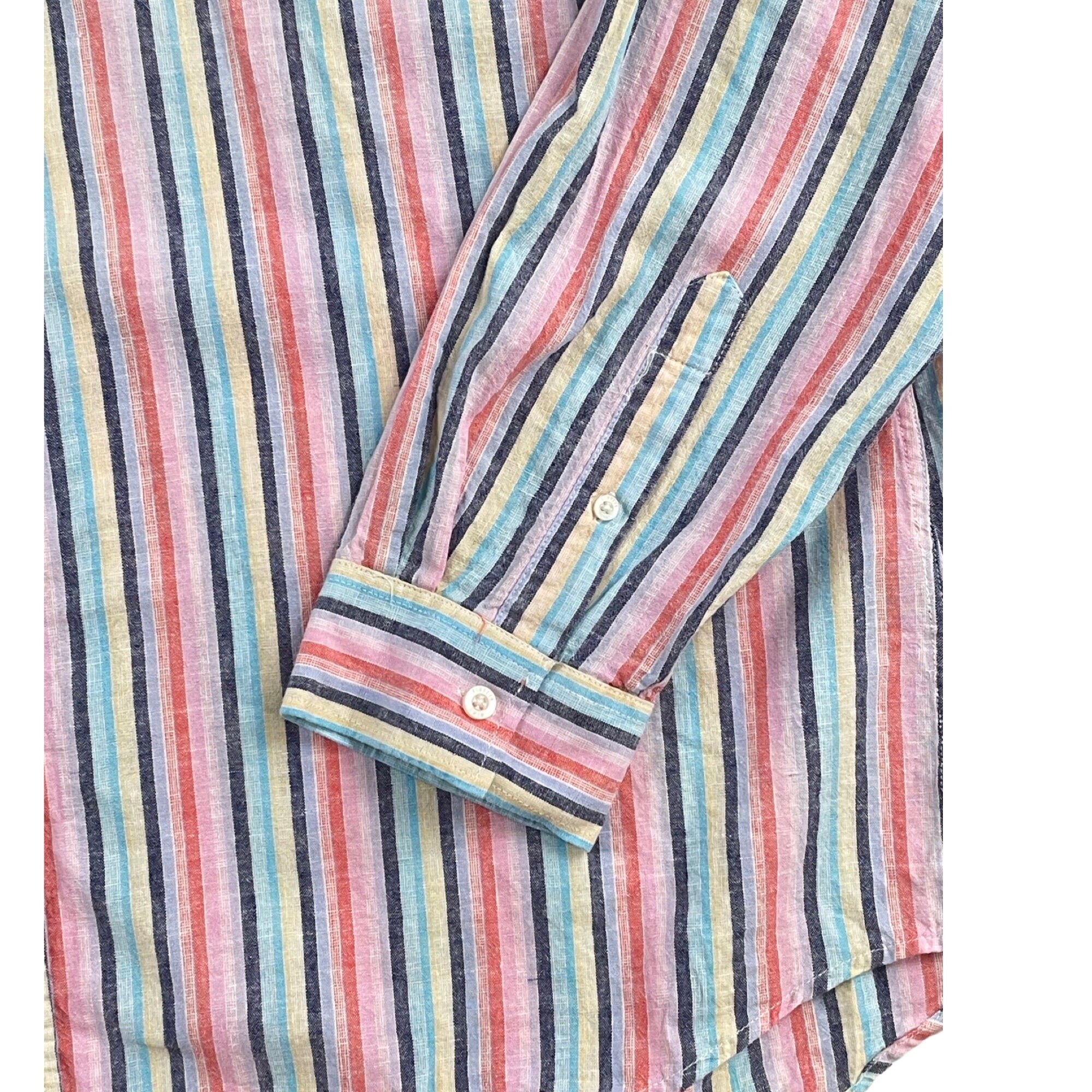 Vintage Rainbow Striped Button Down Shirt Mens XXL Pink Blue - Etsy