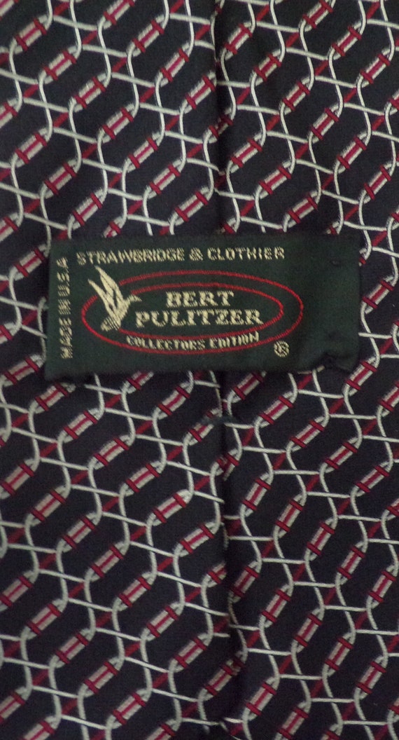 Vintage Bert Pulitzer Black White & Red Tie, Print Ti… - Gem