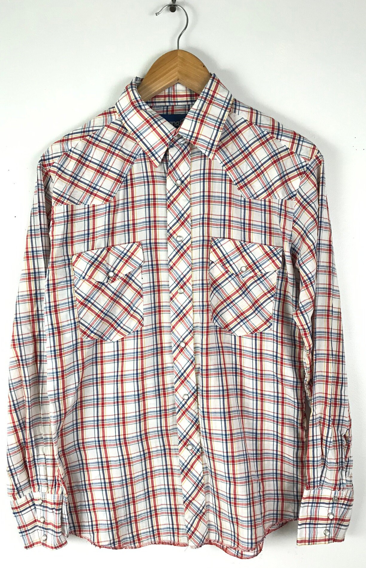 Vintage Wrangler Red Blue & Yellow Plaid Western Shirt Mens - Etsy