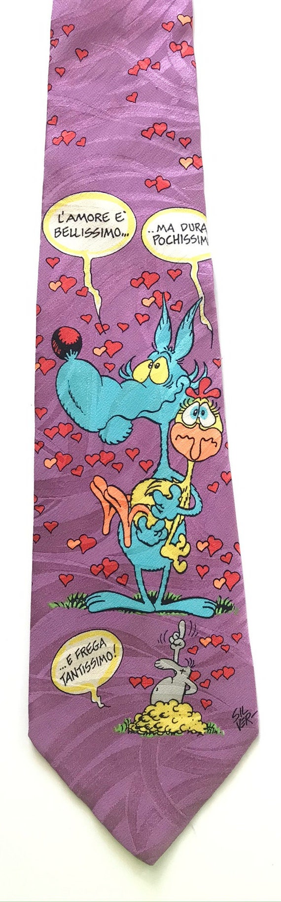 1993 Lupo Alberto Italian Comic Book Tie, Heart Tie, … - Gem