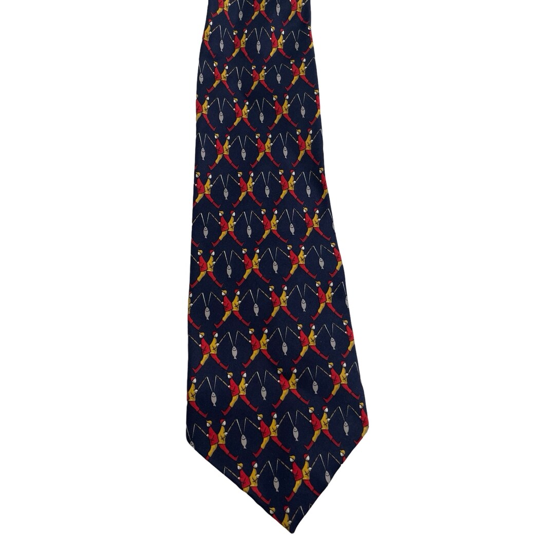 Vintage Hardy Amies Silk Fishing Tie, Novelty Print, 90s Necktie - Etsy